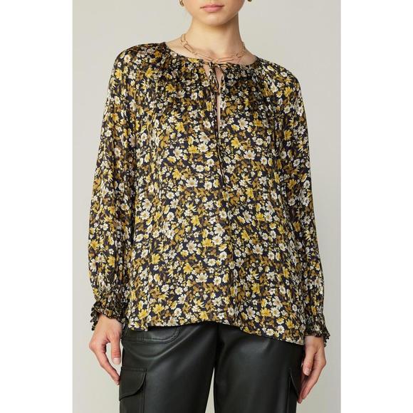 Current Air | Tops | New Current Air Floral Blouse In Black Floral ...